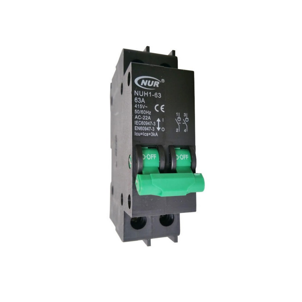 NUR - MINI RAIL 63A 2P ISOLATOR – Security Superstore
